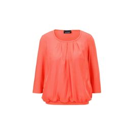 GOLDNER Damen Kurzarmbluse "Kurzgr&ouml;&szlig;e Chiffon-Shirt mit 3/4-Arm, Rundhals", orange, Casual, Gr. 24, Obermaterial: 95% Viskose CV. 5% Elasthan EL.,