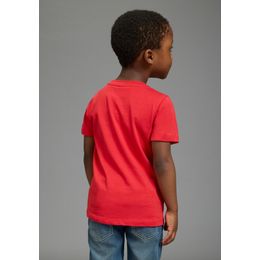 Kidsworld Jungen T-Shirt "Mit tollem Druck: LITTLE TIGER"rot, Gr. 128, bedruckt, Jersey, Obermaterial: 100% Baumwolle, Shirts, Kurzarm,