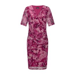 GOLDNER Damen Abendkleid "Kurzgr&ouml;&szlig;e Wickelkleid mit Blumenmuster", rosa, Gr. 21, Obermaterial: 90% Polyester PES. 10% Elasthan EL., Kleider,