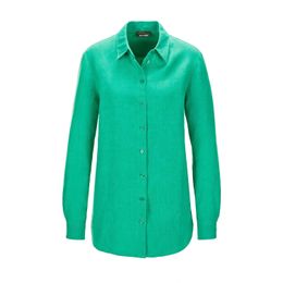 GOLDNER Damen Langarmbluse "Bequeme Damen Businessbluse", gr&uuml;n, Gr. 42, Obermaterial: 100% Leinen LI., Blusen, Ohne