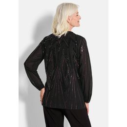 GOLDNER Damen Chiffonbluse "Edle Pailletten-Jacke mit V-Ausschnitt", schwarz, Gr. 44, Obermaterial: 100% Polyester PES., Blusen, Pailletten