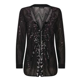 GOLDNER Damen Chiffonbluse "Edle Pailletten-Jacke mit V-Ausschnitt", schwarz, Gr. 38, Obermaterial: 100% Polyester PES., Blusen, Pailletten