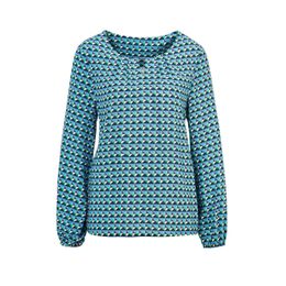 GOLDNER Damen Kurzarmbluse "Kurzgr&ouml;&szlig;e Druckbluse aus reiner Viskose", blau, Gr. 23, Obermaterial: 100% Viskose CV., Blusen, keine/nicht relevant
