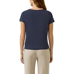 Damen Rundhalsshirtblau, Gr. 40, s.Oliver BLACK LABEL, gemustert, Web, Obermaterial: 95% Baumwolle, 5% Elasthan, Shirts, mit grafischem Muster