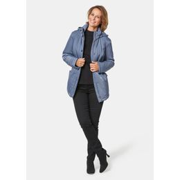 GOLDNER Damen Winterjacke "Kurzgr&ouml;&szlig;e Jacke mit Kapuze in dezenter Crashstruktur", blau, Gr. 21, Obermaterial: 55% Polyester PES. 45% Polyamid PA.,