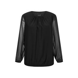 GOLDNER Damen Klassische Bluse "Kurzgr&ouml;&szlig;e Jerseybluse mit Falten-Details", schwarz, Modisch, Gr. 24, Obermaterial: 67% Polyester PES. 30% Viskose CV.