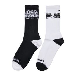 MisterTee Damen Basicsocken "MisterTee Unisex Major City 069 Socks 2-Pack", Gr. 43, schwarz-wei&szlig;, Baumwolle, Elasthan, Polyester, unifarben, Socken