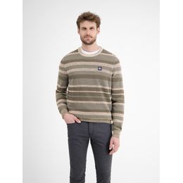 Lerros Herren Strickpullover "Gestreifter Strickpullover", beige, Gr. L, 100% Baumwolle, Pullover