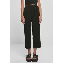 Urban Classics Damen Bequeme Jeans "Urban Classics Damen Ladies Straight Leg Rib Interlock Culotte", schwarz, Gr. XL, unifarben, 92% Polyester, 8%
