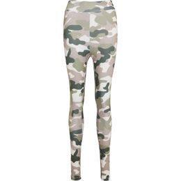 Leggings Urban Classics "Urban Classics Damen Ladies High Waist Camo Tech Leggings", Damen, Gr. L, US-Gr&ouml;&szlig;en, duskrose camo, 77% Polyester, 23% Elasthan, slim fit, Hosen Leggings