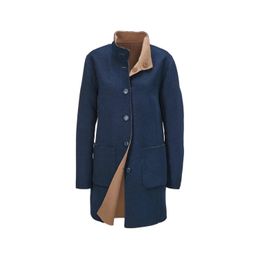 GOLDNER Damen Langmantel "Eleganter Wollmantel mit Stehkragen", blau, Gr. 44, Obermaterial: 50% Polyester PES. 50% Wolle WO., M&auml;ntel, Ohne