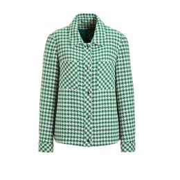 GOLDNER Damen Jackenblazer "Kurzgr&ouml;&szlig;e Blazer mit Hahnentrittmuster", gr&uuml;n, Gr. 23, Obermaterial: 62% Baumwolle CO. 23% Polyester PES. 11% Polyacryl