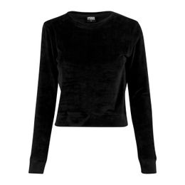 Urban Classics Damen Sweatshirt "Urban Classics Damen Ladies Short Velvet Crew"schwarz, Gr. XS, unifarben, 97% Polyester, 3% Elasthan, Sweatshirts