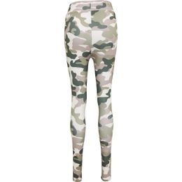 Urban Classics Damen Leggings "Urban Classics Damen Ladies High Waist Camo Tech Leggings", gr&uuml;n, Gr. S, 77% Polyester, 23% Elasthan, Hosen