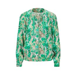 GOLDNER Damen Kurzjacke "Kurzgr&ouml;&szlig;e Floraler Blouson mit Rei&szlig;verschluss", gr&uuml;n, Gr. 20, Obermaterial: 100% Viskose CV., Jacken, Rei&szlig;verschluss mit