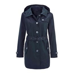 GOLDNER Damen Kurzjacke "Kurzgr&ouml;&szlig;e Kurzmantel im Trenchcoat-Stil", blau, Gr. 21, Obermaterial: 47% Polyester PES. 44% Baumwolle CO. 9% Polyamid PA.,