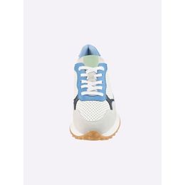Heine Damen Sneaker, Gr. 39wei&szlig;, blau, Glattleder, Leder, Rindsleder, Schuhe