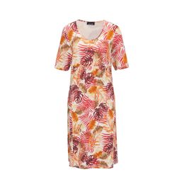 GOLDNER Damen Jerseykleid "Elastisches Jerseykleid mit modischem Druck", orange, Casual, Gr. 52, Obermaterial: 96% Viskose CV. 4% Elasthan EL.,