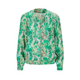 GOLDNER Damen Kurzjacke "Kurzgr&ouml;&szlig;e Floraler Damenblouson mit Rei&szlig;verschluss", gr&uuml;n, Gr. 25, Obermaterial: 100% Viskose CV., Jacken, Rei&szlig;verschluss