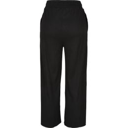 Urban Classics Damen Bequeme Jeans "Urban Classics Damen Ladies Straight Leg Rib Interlock Culotte", schwarz, Gr. L, unifarben, 92% Polyester, 8%