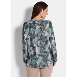GOLDNER Damen Kurzarmbluse "Kurzgr&ouml;&szlig;e Elegantes Blusenshirt mit V-Ausschnitt", gr&uuml;n, Gr. 19, Obermaterial: 95% Polyester PES. 5% Elasthan EL.,