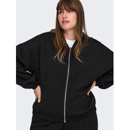Only CARMAKOMA Damen Kapuzensweatshirt "CARSCARLETT LS ELASTIC ZIP HOOD SWT NOOS", schwarz, Gr. S, unifarben, Sweatware, Obermaterial: 60% Polyester,