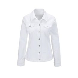 GOLDNER Damen Kurzjacke "Kurzgr&ouml;&szlig;e Zeitlose Jeansjacke mit tollen Details", wei&szlig;, Gr. 21, Obermaterial: 98% Baumwolle CO. 2% Elasthan EL., Jacken,