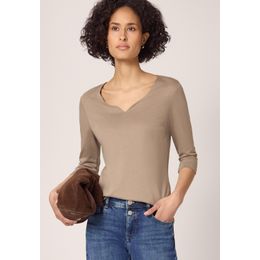 3/4-Arm-Shirt Street One, Damen, Gr. 36, light terra mocha, Web, Obermaterial: 50% Baumwolle, 50% Modal. Futter: 100% Baumwolle, unifarben, comfort fit normal, V-Ausschnitt, normaler Saum, Shirts 3/4-Arm-Shirt, mit 3/4 &Auml;rmeln