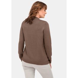 GOLDNER Damen Strickpullover "Eleganter Glanzpullover, Ajourmuster", beige, Gr. 42, Obermaterial: 72% Polyacryl PAN. 27% Baumwolle CO. 1%
