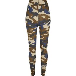 Urban Classics Damen Leggings "Urban Classics Damen Ladies High Waist Camo Tech Leggings", gr&uuml;n, Gr. XS, 77% Polyester, 23% Elasthan, Hosen