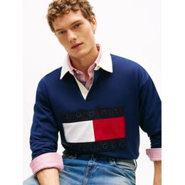 Tommy Hilfiger Herren Sweatshirt "FLAG RUGBY"carbon navy, Gr. L, unifarben, Sweatware, Obermaterial: 100% Baumwolle, Sweatshirts, Regular fit mit