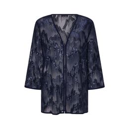 GOLDNER Damen Satinbluse "Elegante Pailletten-Jacke, V-Ausschnitt", blau, Gr. 44, Obermaterial: 100% Polyester PES., Blusen, Pailletten