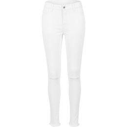 Bequeme Jeans Urban Classics "Urban Classics Damen Ladies Cut Knee Pants", Damen, Gr. 27, Normalgr&ouml;&szlig;en, wei&szlig;, 98% Baumwolle, 2% Elasthan, unifarben, Jeans