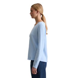 Marc O'Polo Damen Langarmshirt "aus Organic Cotton", blau, Basic, Gr. L, MARC O'POLO DENIM, unifarben, Obermaterial: 100% Baumwolle, Shirts