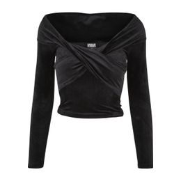 Longsleeve Urban Classics "Urban Classics Damen", Damen, Gr. L, schwarz, 96% Polyester, 4% Elasthan, unifarben, slim fit, Carmenausschnitt, Shirts