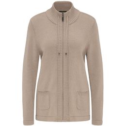GOLDNER Damen Strickjacke "Kurzgr&ouml;&szlig;e Herbstcardigan mit Rei&szlig;verschluss", beige, Gr. 20, Obermaterial: 50% Baumwolle CO. 50% Polyacryl PAN.,