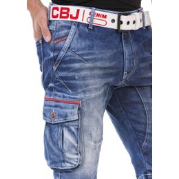 Cipo & Baxx CIPO & BAXX Herren Jeansshorts, blau, Gr. 33, Abriebeffekte, Destroyed-Effekte, Denim/Jeans, Obermaterial: 98% Baumwolle, 2% Elasthan, Jeans, in
