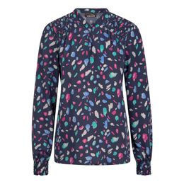 GOLDNER Damen Klassische Bluse "Elegante Satinbluse mit Smok-Details", blau, Modisch, Gr. 42, Obermaterial: 100% Viskose CV., Blusen, Smok-Details