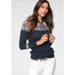 Kangaroos Damen Kapuzenpullover, blau, Gr. 48, Feinstrick, Obermaterial: 50% Baumwolle, 50% Polyacryl, Pullover, mit tollem Muster