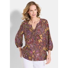 GOLDNER Damen Tunika "Moderne Viskosetunika mit Allover-Print", orange, Modisch, Gr. 42, Obermaterial: 100% Viskose CV., Tuniken, Knopfleiste