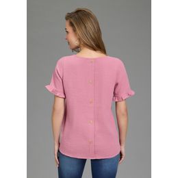 Laura Scott Damen R&uuml;schenblusebeere, Gr. 46, unifarben, Web, Obermaterial: 100% Baumwolle, Blusen, mit Zier-Knopfleiste am R&uuml;cken, unifarben, aus