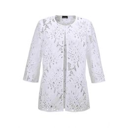 GOLDNER Damen Langmantel "Wei&szlig;e Jacke mit Bl&auml;tterdessin", wei&szlig;, Gr. 38, Obermaterial: 100% Polyester PES., M&auml;ntel, Aus floraler Bl&auml;tterspitze