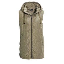 GOLDNER Damen Kurzweste "Kurzgr&ouml;&szlig;e Weste mit Kapuze", gr&uuml;n, Gr. 19, Obermaterial: 100% Polyester PES., Westen, seitliche Schlitze mit Rei&szlig;verschlu&szlig;