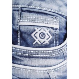 Cipo & Baxx CIPO & BAXX Herren Jeansbermudas, blau, Gr. 38, Abriebeffekte, Denim/Jeans, Obermaterial: 98% Baumwolle, 2% Elasthan, Jeans, in Denim und mit