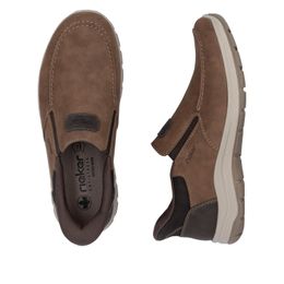 Rieker Herren Slip-On Sneaker, Gr. 41, braun, Leder, Lederimitat, Basic, Schuhe, Slipper, Freizeitschuh, Halbschuh mit Gummizug und Soft Einlegesohle