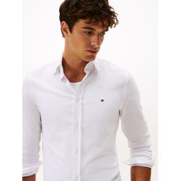 Tommy Hilfiger Herren Businesshemd "PERFORMANCE INTERLOCK", wei&szlig;, Gr. XL, unifarben mit Farbeinsatz, Web, Obermaterial: 70% Baumwolle, 30% Polyester,