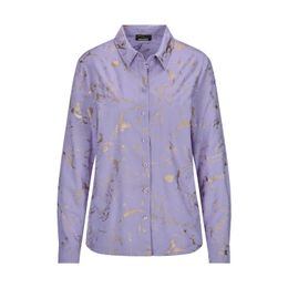 GOLDNER Damen Hemdbluse "Kurzgr&ouml;&szlig;e Druckbluse mit schimmerndem Print", lila, Gr. 21, Obermaterial: 100% Viskose CV., Blusen, Foil Print