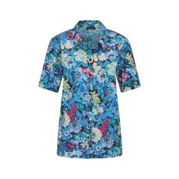 GOLDNER Damen Hemdbluse "Blusenshirt mit floralem Print", blau, Gr. 42, Obermaterial: 100% Polyester PES., Blusen, keine
