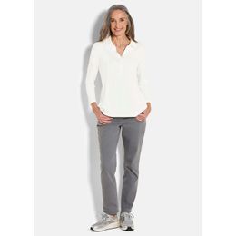 GOLDNER Damen Langarmshirt "Halbarm Blusenshirt mit Hemdkragen", wei&szlig;, Modisch, Gr. 40, Obermaterial: 95% Viskose CV. 5% Elasthan EL., Shirts, Biesen