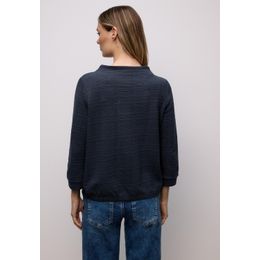 Street One Damen Langarmshirt, blau, Gr. 38, unifarben, Web, 55% Baumwolle, 43% Polyester, 2% Elasthan, Shirts, im soften Baumwoll-Mix